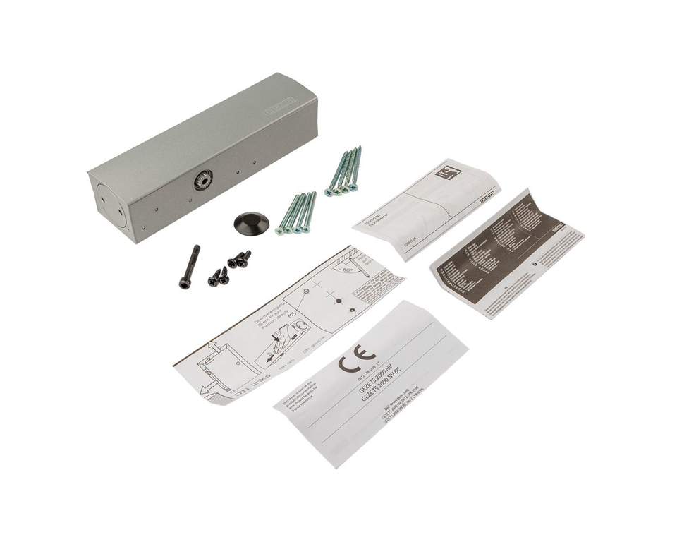 Доводчик GEZE TS 2000 NV BC EN 2-4, без тяги, серебряный